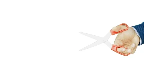 hand cutting with scissors isolated on w... | Stock Video | Pond5