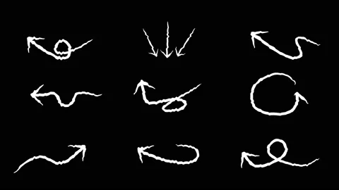 Hand Drawing Arrows Set Animated on Blac... | Stock Video | Pond5
