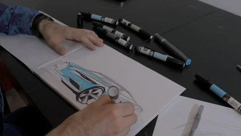 Hand drawing at a desk | Stock Video | Pond5