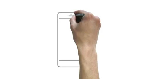 Hand drawing touch screen smart phone an... | Stock Video | Pond5