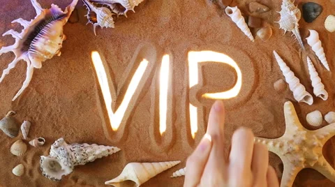 Hand drawing Vip symbol in the sand. Bea... | Stock Video | Pond5
