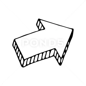 Hand drawn 3D arrow doodle icon. Hand drawn black sketch. Sign symbol ...
