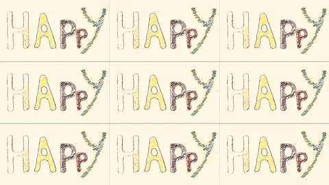 hand-drawn animation. the word is happy.... | Stock Video | Pond5