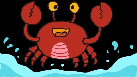 hand drawn cartoon animation crab on the... | Stock Video | Pond5