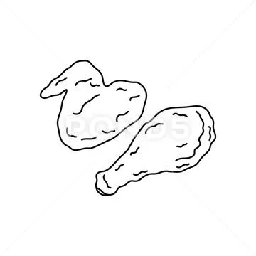 Hand drawn Kids drawing Cartoon Vector illustration fried chicken icon ...