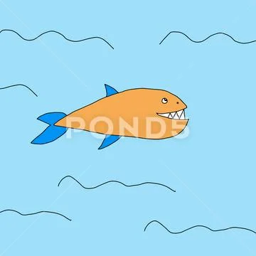 Hand drawn outline colored vector illustration of a beautiful happy ...