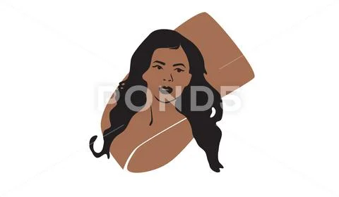 Hand-drawn outline portrait of African black woman Illustration #166345624