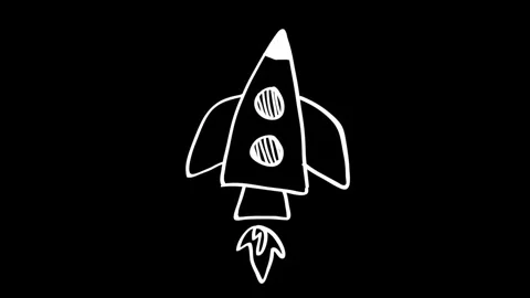 Hand drawn rocket sticker animation on b... | Stock Video | Pond5