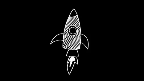 Hand drawn rocket sticker animation on b... | Stock Video | Pond5