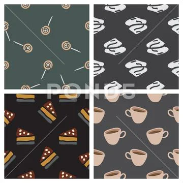 Hand drawn seamless pattern collection. Vector sweets textures: Royalty ...