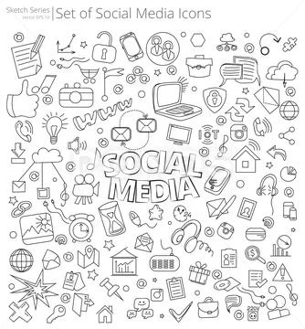 Hand Drawn Social Media icons. ~ Clip Art #73683119