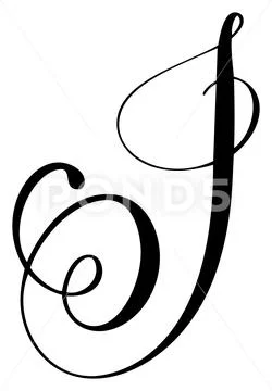 Hand drawn vector calligraphy letter J. Script capital font logo ...