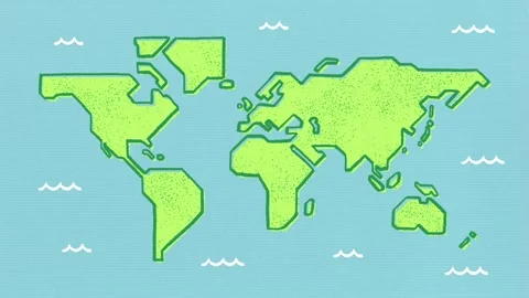 Hand drawn world map on paper background | Stock Video | Pond5