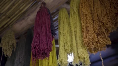 Hand Dyed Wool By Artisans Hanged From C... | Stock Video | Pond5