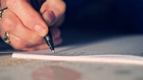 hand of an elderly lady writing a letter... | Stock Video | Pond5