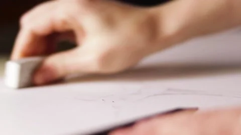 Hand erasing pencil markings off paper. | Stock Video | Pond5