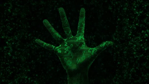 The hand is a futuristic matrix. 4K. Pro... | Stock Video | Pond5