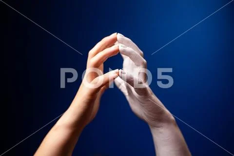 Hand gesture. Human gesture. Two hands touch with each other to each ...
