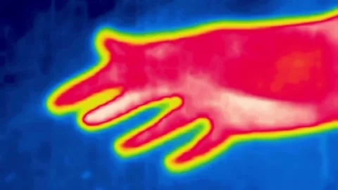 Hand gestures captured on thermal imager... | Stock Video | Pond5
