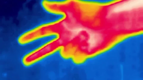 Hand gestures captured on thermal imager... | Stock Video | Pond5