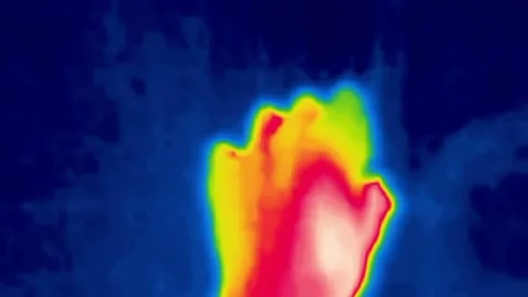 Hand gestures captured on thermal imager... | Stock Video | Pond5