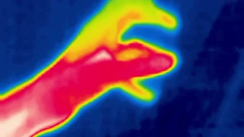 Hand gestures captured on thermal imager... | Stock Video | Pond5