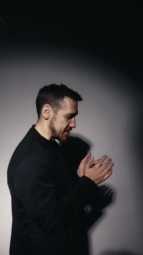 Hand gestures: Gentleman in black suit u... | Stock Video | Pond5