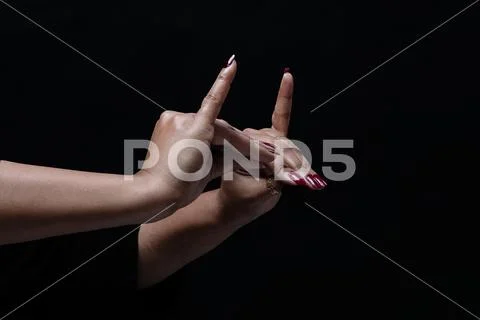 Hand gestures with two hands isolated on black background Stock Image ...