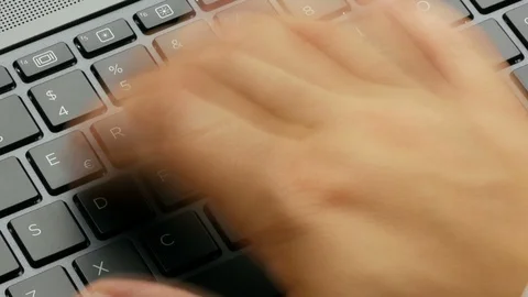 hand hard working typing on computer lap... | Stock Video | Pond5