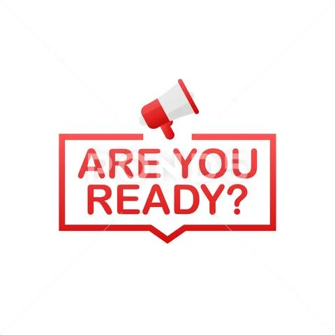 Hand Holding Megaphone with Are you ready? Vector stock illustration ...
