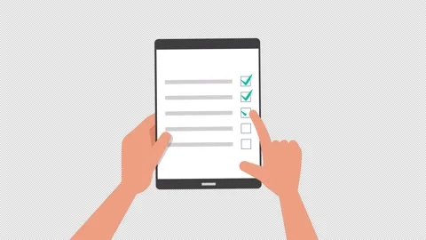 Hand holding tablet with checklist anima... | Stock Video | Pond5