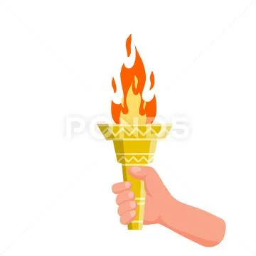 Hand holding torch. Symbol of Olympic Flame and sports. Illustration ...