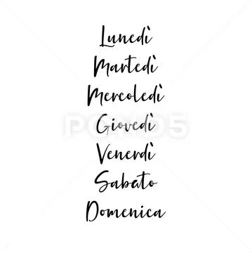Hand Lettered Days of the Week in Italian. Lettering for Calendar ...
