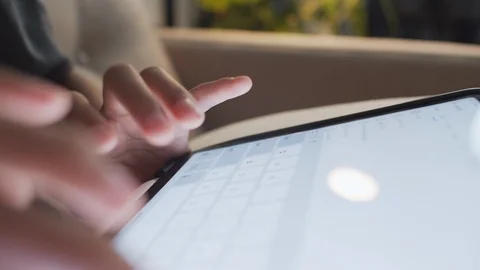 Hand of little girl touching keyboard on... | Stock Video | Pond5
