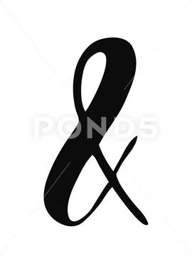 Hand painted black ink ampersand symbol isolated on white: Royalty Free ...