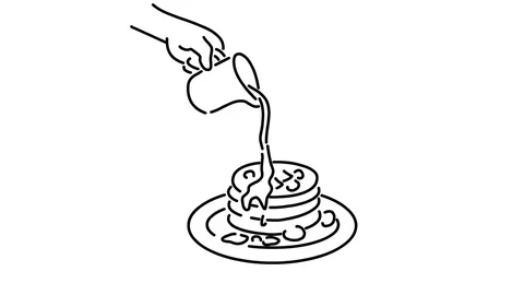 Hand Pouring Maple Syrup on Pancake Mono... | Stock Video | Pond5