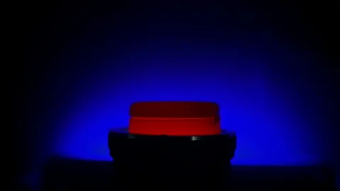 Hand press on big red button | Stock Video | Pond5