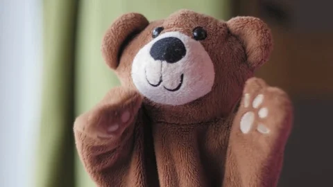 hand puppet, teddy bear | Stock Video | Pond5