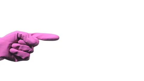 Hand with purple rubber glove is pointin... | Stock Video | Pond5