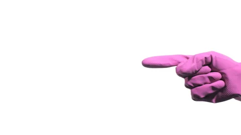 Hand with purple rubber glove is pointin... | Stock Video | Pond5