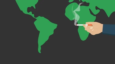 Hand rejecting cigarette with world map ... | Stock Video | Pond5
