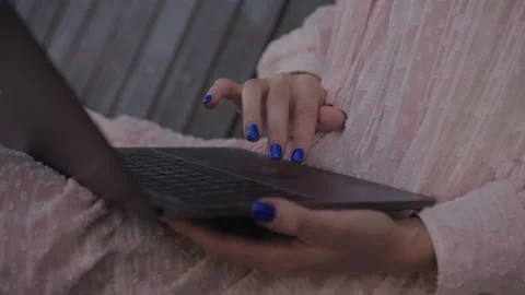 Hand scrolling on a laptop touchpad in p... | Stock Video | Pond5