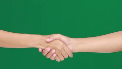 Hand Shake over green screen | Stock Video | Pond5