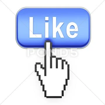 Hand-shaped mouse cursor press Like button Illustration #37319100