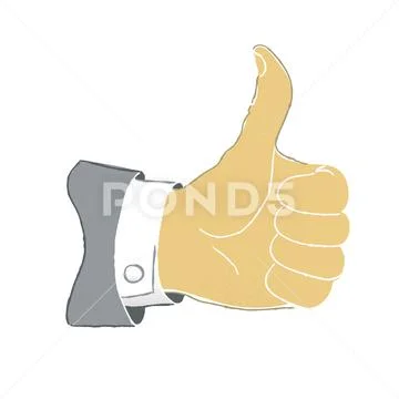 Hand showing symbol thumb up. Making thumb up gesture. Vector ...