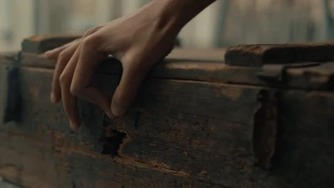 Hand slowly opening and closing wooden a... | Stock Video | Pond5