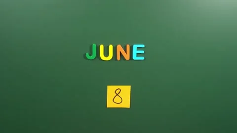 Hand sticking a sticker 8 June calendar ... | Stock Video | Pond5