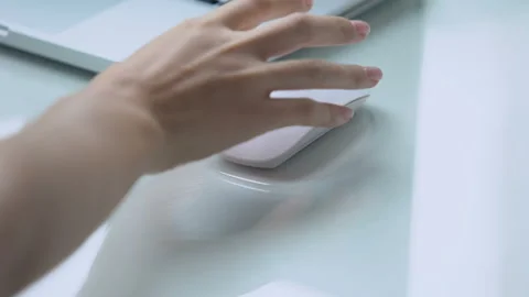 Hand using wireless mouse with laptop, p... | Stock Video | Pond5