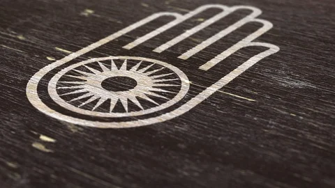 Hand With Wheel - Jain Symbol. 1080p, 60... | Stock Video | Pond5