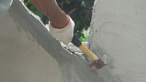 Hand of worker using hammer smashing and... | Stock Video | Pond5